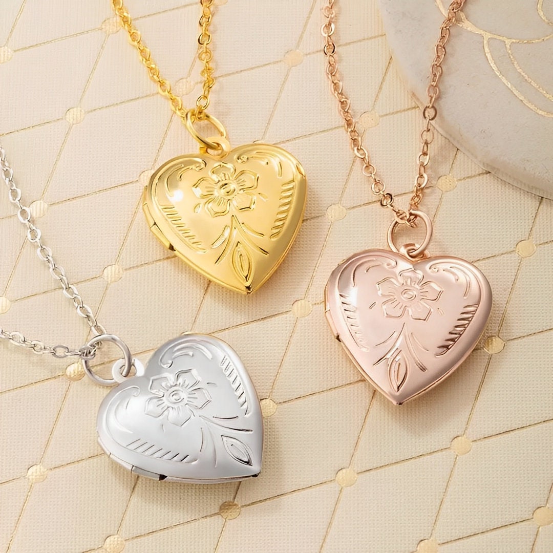 Heart Locket Necklace with Custom Photo Bella Olivia Gifts
